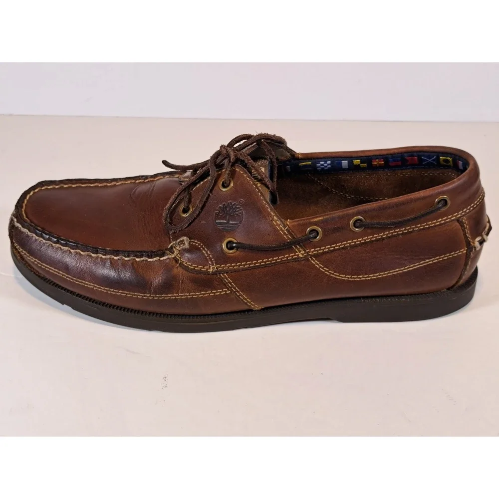 Timberland | Shoes | Timberland Mens Brown Leather Boat Shoes Nautical ...